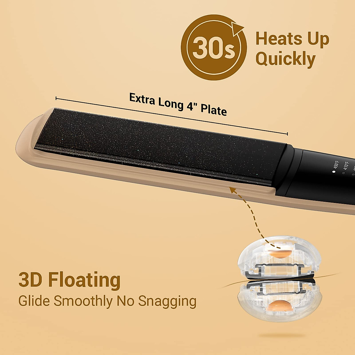 LivChic Professional Hair Straightener Ceramic Tourmaline Flat Iron Straightens and Curls 2 in 1 Adjustable Temp up to 450℉ Avoid Snagging