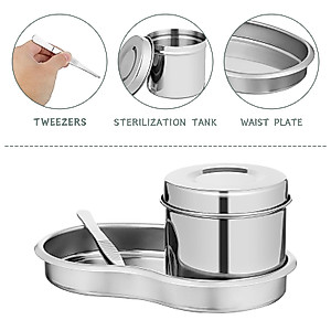 iplusmile Medical Tray Stainless Steel Instrument Tray Sterilizer Surgical Tray with Sterilizing Jar and Tweezer