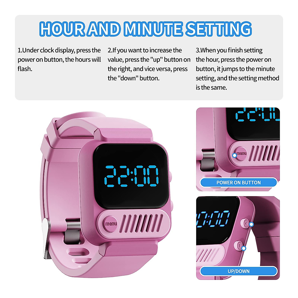 Potty Training Timer Watch for Boys and Girls,Kids Training Toilet Timer Watch,Waterproof,Rechargeable,Music Tones,Automatic Timers Plays Music,Alarm,Baby and Toddler Potty Train Toilet Time Aid,Pink