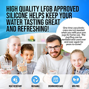 Jug Plug The Original 5 Gallon Water Jug Cap Reusable - No Spill Silicone 3 & 5 Gallon Water Jug Lid Fits 55mm Bottles with a 45mm Opening - Leak-Proof 5 Gal Water Jug Cap Replacement Cover - 3 Pack