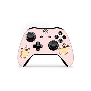 ZOOMHITSKINS Controller Skin Compatible with X1 S and X1 X, Vinyl Sticker Technology, Pugs Dog Lover Pink Cute Unicorn, Durable, Bubble-Free, Goo-Free, 1 Skin, Made in The USA