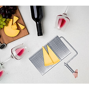 Cheese Slicer Wire,Stainless Steel Cheese Cutter with Accurate Size Scale,Wire Cheese Slicer for Cheese Butter Equipped with 5 Replaceable Cheese Slicer Wires