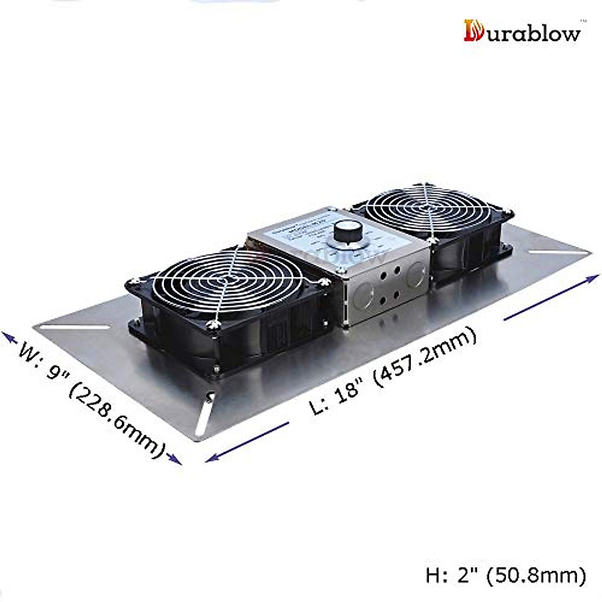 Durablow 220 CFM Air-Out Stainless Steel Crawl Space Vent Fan, Dual Fans with Dehumidistat & Thermostat, Foundation Vent, Radon Mitigation, for Crawl Space, Basement (Stainless Steel 430, M2D-S430)