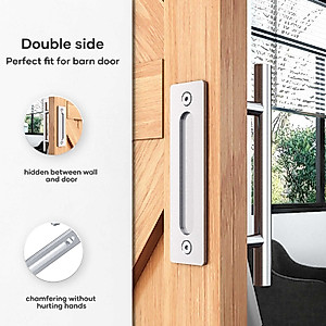 EaseLife 12" Stainless Steel Sliding Barn Door Handles and Pulls Flush Hardware Set, Double Sided, Brushed Finish, Easy Install, 2 Pack