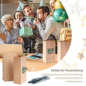 JOHOUSE 50PCS Small Brown Paper Bags,3.5x2.2x7 inches Kraft Paper Bags Mini Snack Bag Party Bag Treat Bag for Baby Shower Wedding Party Favors DIY Wrapping.