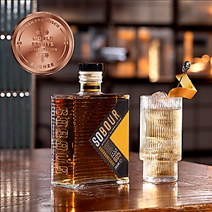 SOBOUR Bourbonesque Non Alcoholic Whiskey, Smooth and Indulgent Award Winning Non Alcoholic Spirits, 0.0% ABV. - Halal, Low Sugar, Vegan and Gluten Free, Part of the Spirits of Virtue Range (700ml)