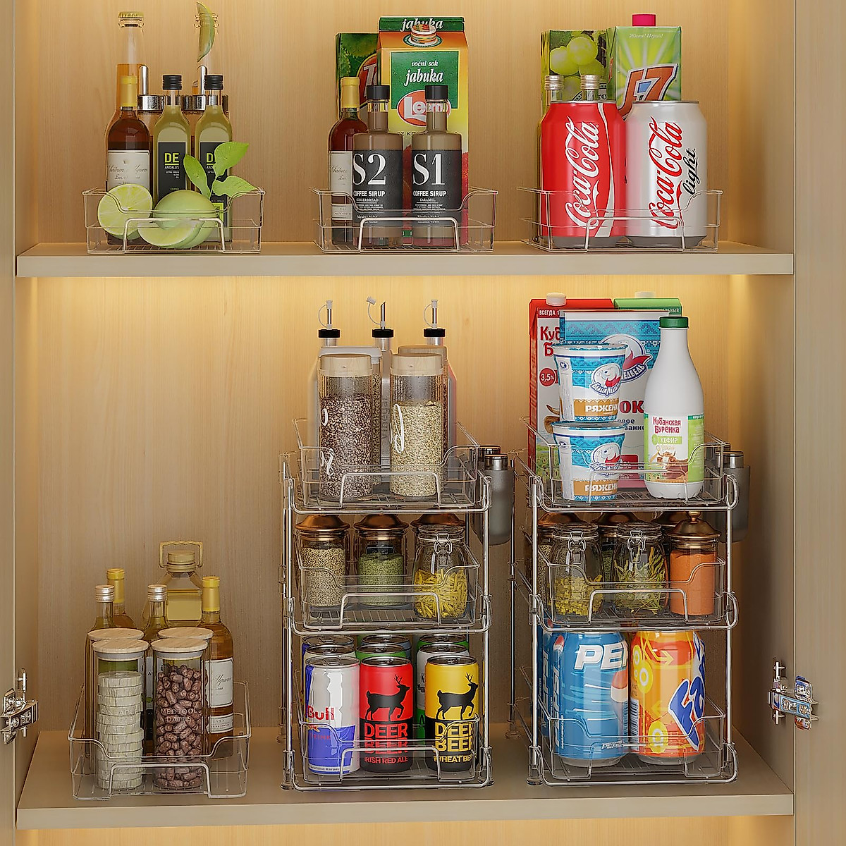 PTBSZCWY Under Cabinet Organizer Bathroom Organizer and Storage,Under Sink Organizers 3 Tier Clear Organizer With Dividers Organizer Medicine Storage, Kitchen Cabinet Pantry Dividers Organizer