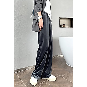 ARJOSA Women's Yoga Pants Wide Leg High Waisted Palazzo Lounge Pants Joggers Sweatpants (XX-Large, Grey)