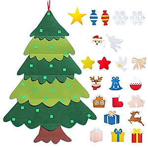 3.3FT Felt Christmas Tree for Wall Hanging Decorations My First Xmas Tree with 22 Detachable Ornaments DIY Xmas Gifts for Kids Room Study Living Room