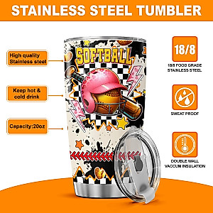 HUBUPU Checkered Water Funny Modern Mother Tumblers Simply Mama For Coffee Cups Women Mothers Simple, Softball Gifts, Tumbler 20 Oz With Lid And Straw, Softball Mom Colorful