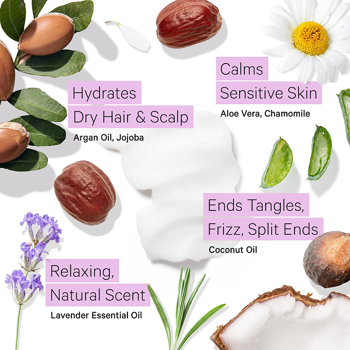 Tree to Tub Moisturizing Conditioner for Dry Hair & Dry Scalp - Hydrating Sulfate Free Argan Oil Conditioner & Vegan Hair Moisturizer for Women & Men w/Organic Coconut Oil, All Natural Lavender