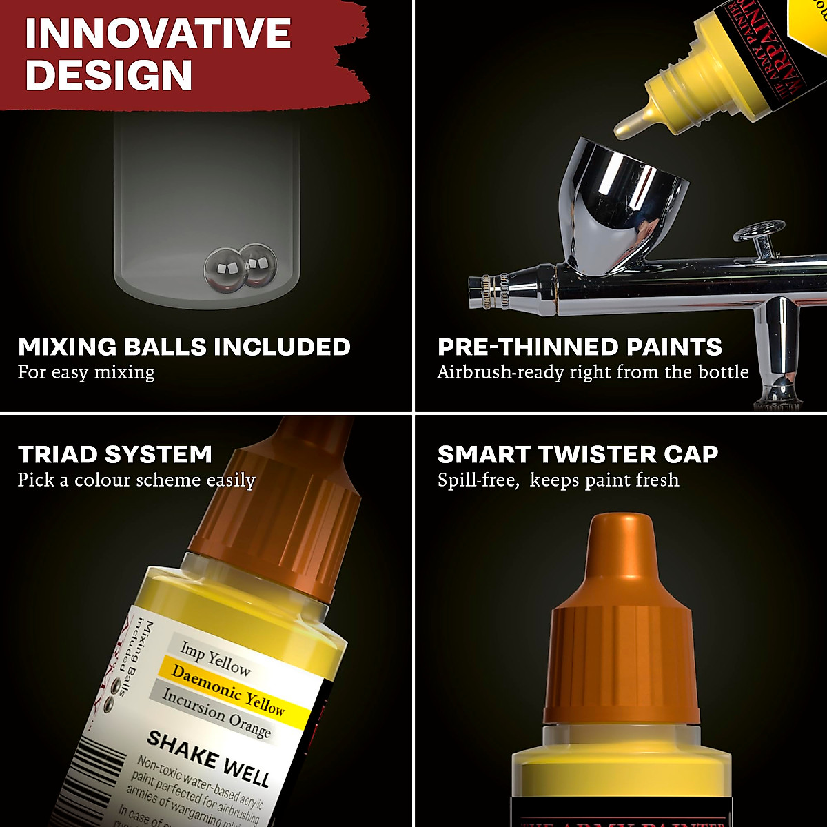 The Army Painter Warpaints Air Complete Set - 126 Non-Toxic Water Based Airbrush Paint Set – Miniature Paint for Tabletop Roleplaying, Boardgames, and Wargames Miniature Model Painting