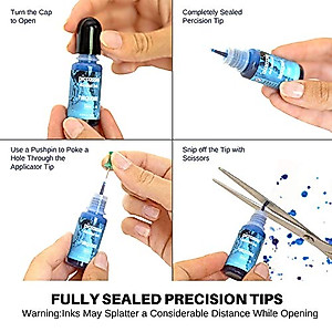 Alcohol Ink Set - 24 Highly Saturated Alcohol Inks - Acid-Free, Fast-Drying and Permanent Alcohol-Based Inks - Versatile Alcohol Ink for Epoxy Resin, Tumblers, Fluid Art Painting, Glass, Metal etc.