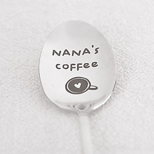 Nana Gifts from Grandkids Granddaughter Grandson Grandmother Coffee Spoon Engraved Grandma Granny Birthday Mother's Day Gift Spoons for Coffee Lovers