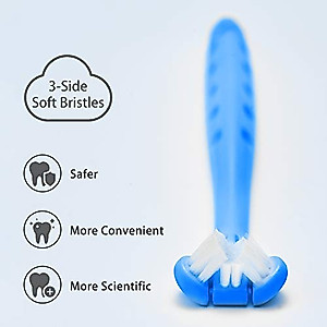 Baby Gifts Children 3 Sided Toothbrush, BPA Free Soft Bristle Easy Grip Manual Toothbrush for Kids Special Needs Training, 3D Toothbrush for Kids 0 1 2 3 4 5 6 7 8 9 10 11 12 Years Olds