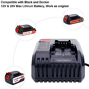 Qbmel 20 Volt Lithium Battery Charger BDCAC202B Replacement for Black and Decker 16V-20V MAX Lithium Battery LBXR20 LBX4020 LBXR20 LBXR2020 LBXR2020-OPE