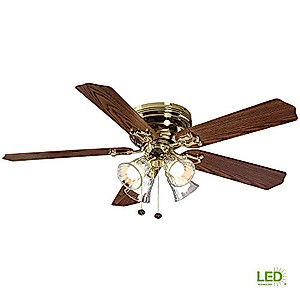 Hampton Bay Carriage House 52 in. LED Indoor Polished Brass Ceiling Fan with Light Kit