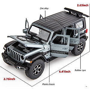 WAKAKAC Compatible for 7 Door Wrangler Toy Car 1/32 Die-cast Pull Back Model Car with Sound and Light Toy Vehicle Cars for Kids Ages 4-8 Festival Gift Silver Car