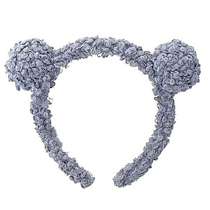 Fiarfiar Women Girls Winter Cute Bear Ears Headband Solid Color Curly Faux Fleece Hair Hoop Wash Face Makeup Bathroom Bandana Party Photo Props