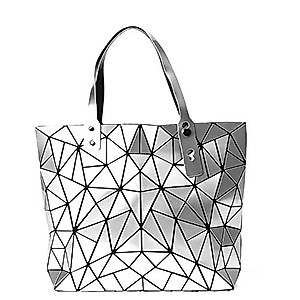Geometric Lattice Top-handle Handbag for Women Matte Tote Purse Handbags Geometry Shoulder Bag (4-4)