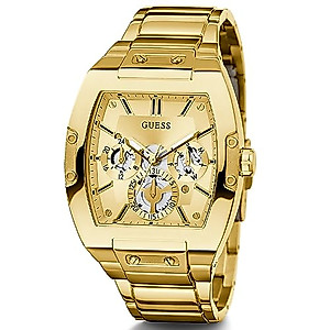 GUESS Men's 43mm Watch - Gold Tone Strap Champagne Dial Gold Tone Case