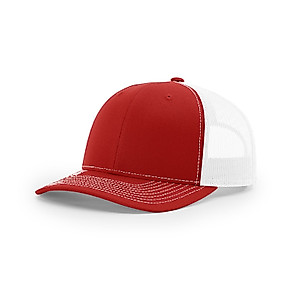 RICHARDSON Red/White 112 Mesh Back Trucker Cap Snapback Hat