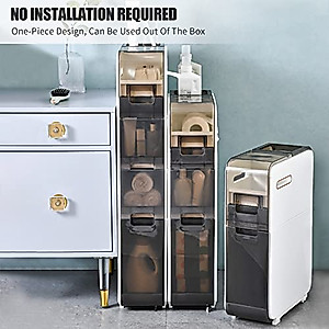 OEODJUJS 6.9" W Skinny Bathroom Storage Cabinet, 4 Tier Toilet Paper Holder Cabinet with Drawers, Narrow Pantry Cabinet for Bedroom/Kitchen Small Space, White