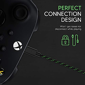 TALK WORKS Controller Charger Cord for Xbox One - 2 Pack 10 ft Nylon Braided Micro USB Charging Cable - Also Android Compatible with Samsung Galaxy, PS4