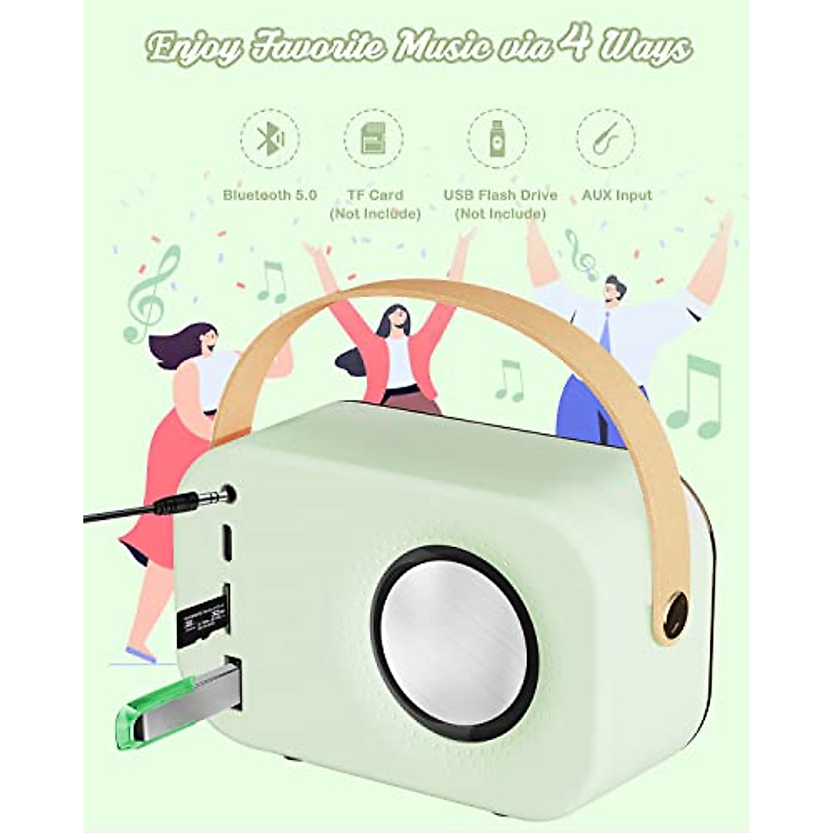 Greadio Retro Bluetooth Speaker, Vintage Speaker with Cute Old Fashion Style, Good Sound, Bluetooth 5.0, TF Card, AUX Input, USB Drive MP3 Player for Home,Outdoor,Travel,Party,Gift (Green)