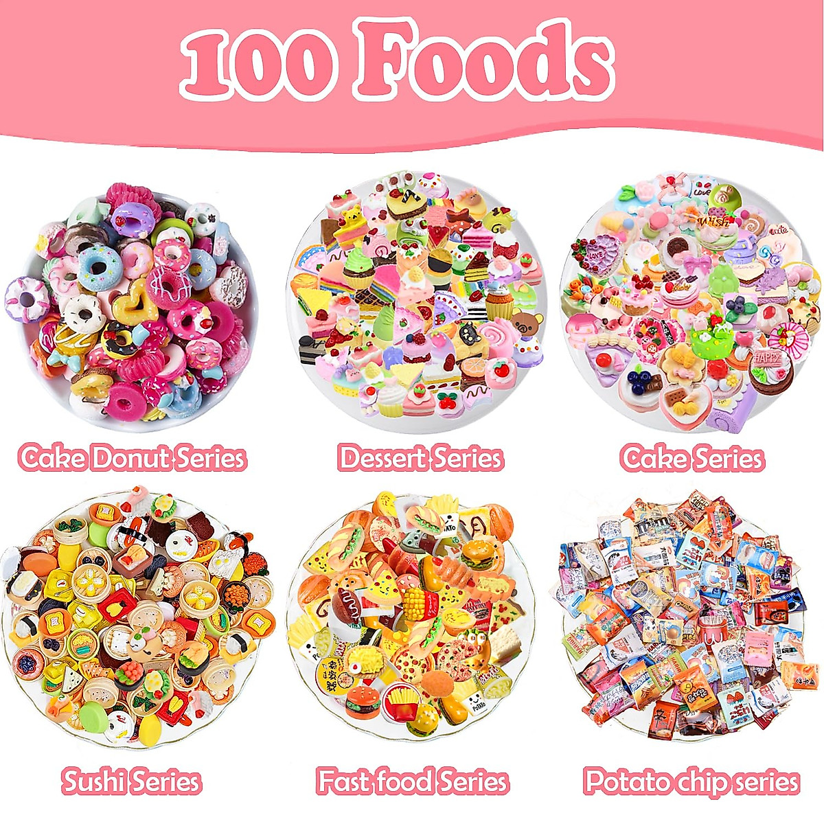 150Pcs Miniature Food Drinks Bottles Dollhouse Accessories 1:12 Mini Stuff Things Toy Set Dollhouse Pretend Kitchen Play Game Tiny Baking Hamburger Bread Ice Cream Cake Tableware