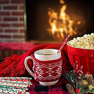 JOYIN 200 Pcs Colorful Disposable Drinking Paper Straws for Christmas Party Supplies, Desserts, and Holiday Party Decorations