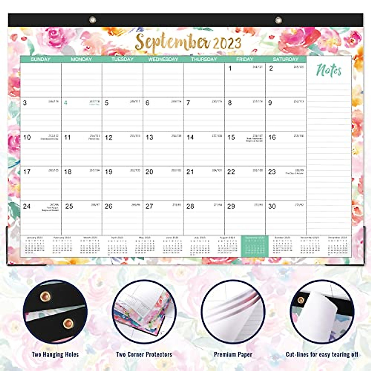 2023-2024 Desk Calendar - Jul 2023 - Dec 2024, 18 Months Large Monthly Desk Calendar, 17" x 12", Desk Pad, Large Ruled Blocks, To-do List & Notes, Best Desk/Wall Calendar for Planning and Organizing