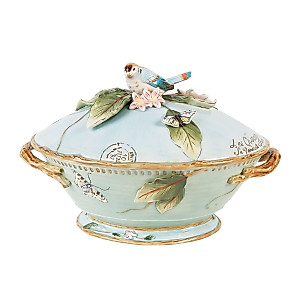 Fitz and Floyd Toulouse Soup Tureen with Ladle, 3.5 Quart, Blue