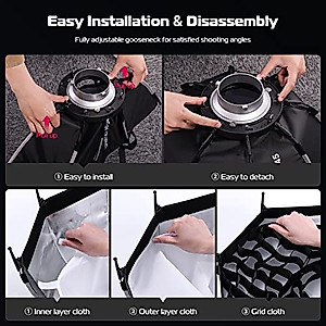 ULANZI Parabolic Softbox Quick Release - Compatible with GODOX M200D/M300D, Aputure LS 60d/x/LS C120d II/Amaran 100 200dx/Amaran COB 60d/60x, and Other Bowens Mount Light (17.7inch/45cm)