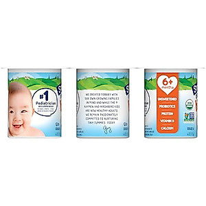 Stonyfield Organic YoBaby Whole Milk Baby Yogurt Cups with Probiotics, Plain, 4 Oz, 6 Pack
