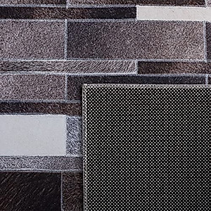 SAFAVIEH Faux Hide Collection Area Rug - 6' x 9', Ivory & Grey, Rustic Modern Glam Design, Non-Shedding & Easy Care, Machine Washable Ideal for High Traffic Areas in Living Room, Bedroom (FAH542A)