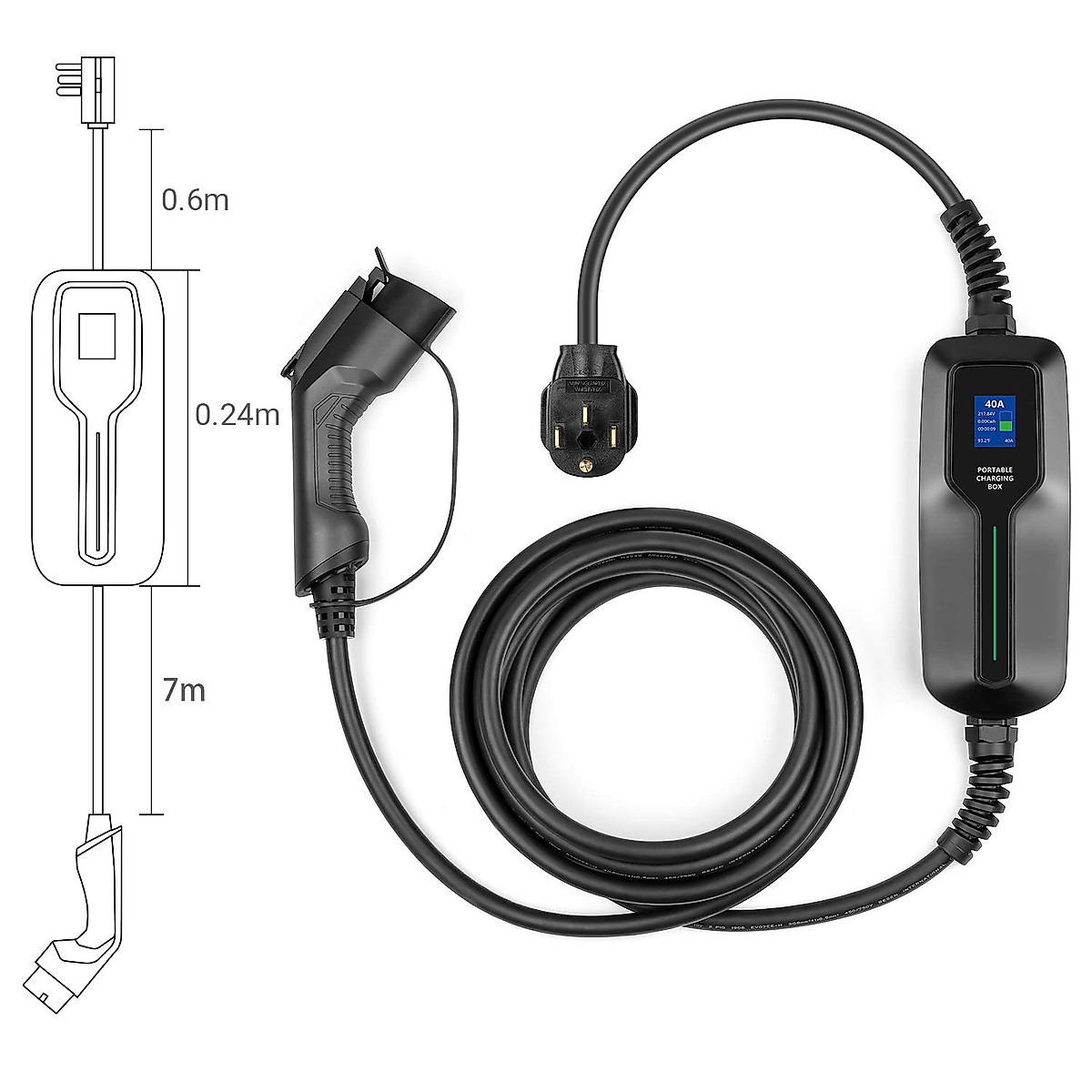 LEFANEV 40Amp EV Charger Level 2,25ft NEMA 14-50 9.6KW Portable Electric Vehicle Charging Station for Electric and Hybrid Vehicles