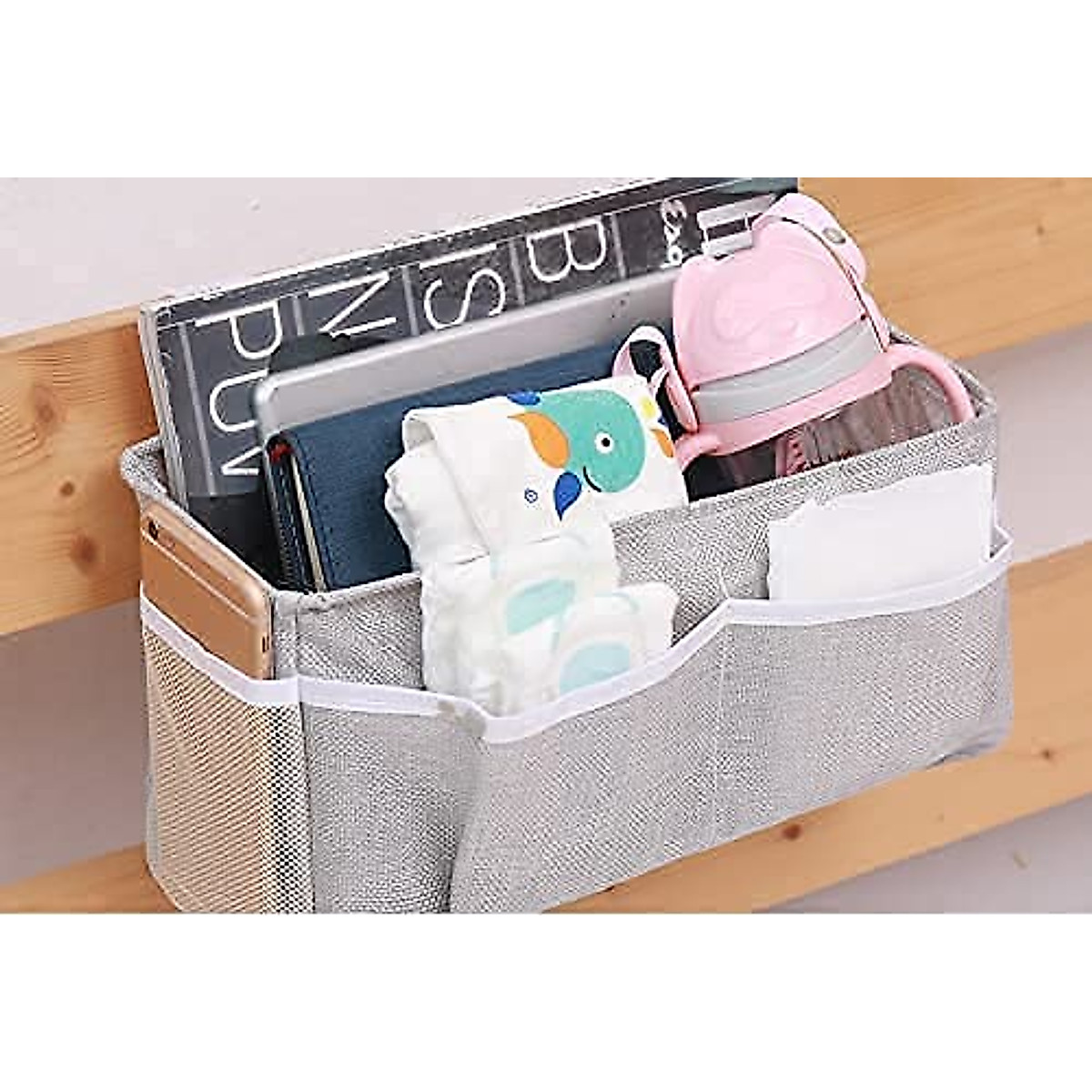 Moon & Star Home, dormitory bed hanging storage bag/storage bag, Dark gray, Length 31 cm, width 11 cm, height 16 cm