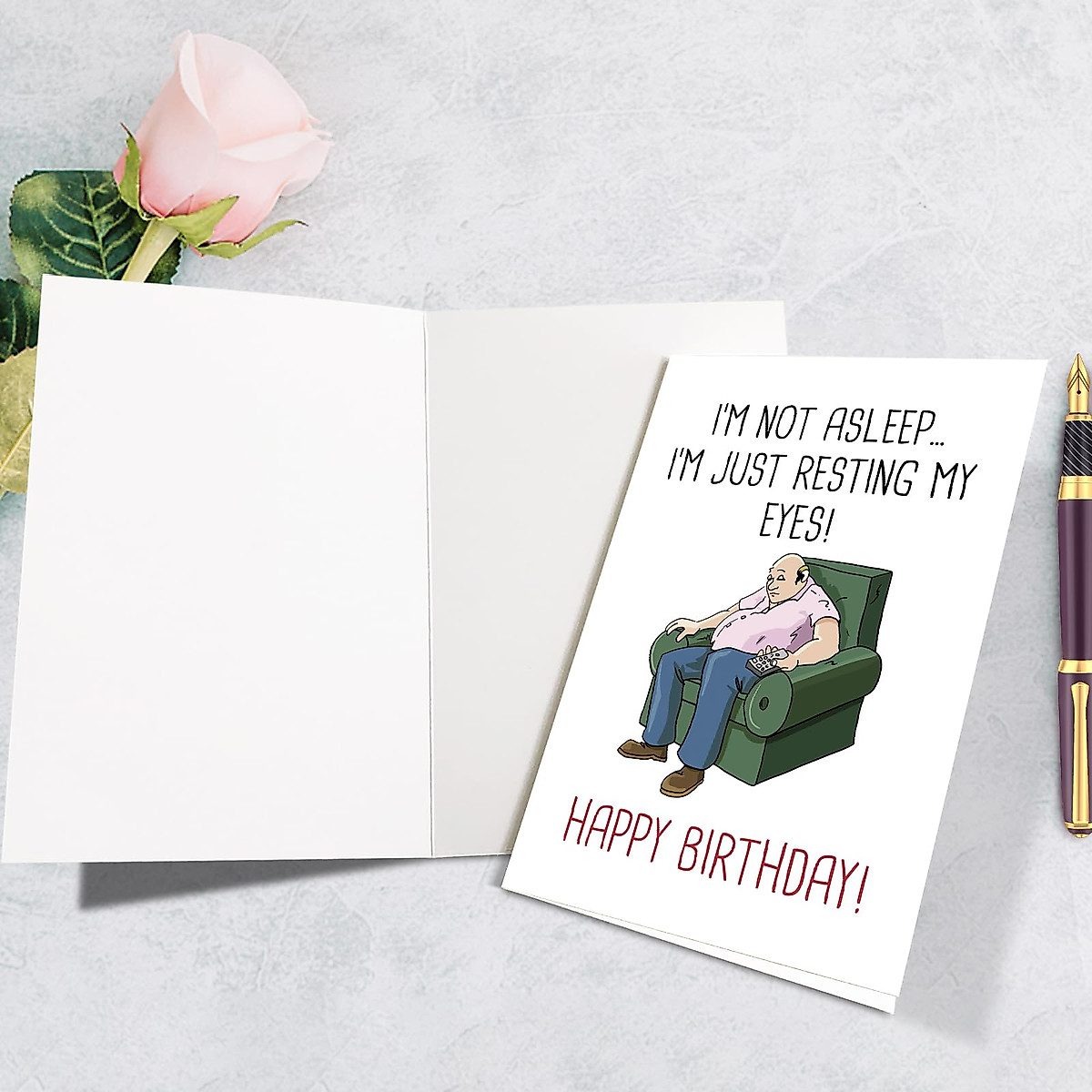 Funny Birthday Card for Men, Humorous Birthday Card for Dad Grandpa Uncle, Happy Birthday Card for Old Guy, Not Asleep Just Resting Eyes