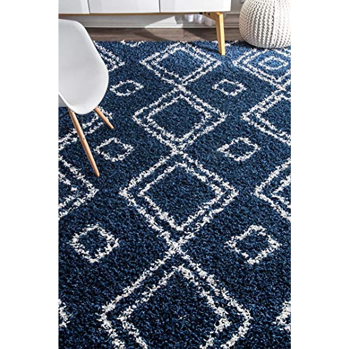 nuLOOM Iola Geometric Shag Area Rug, 8x10, Blue
