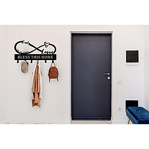 Personalized Infinite Heart Metal Hooks Custom Heart Metal Hooks Key Rack Personalized Key Holder for Wall Custom Name Key Hooks Key Holder for Wall Handmade Anniversary Wedding Gifts