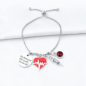 PLITI Phlebotomist Gift Phlebotomy Technician Gift Phlebotomy Graduation Gift She Believed She Could So She Did Bracelet (she believed Phlebotomy bg)