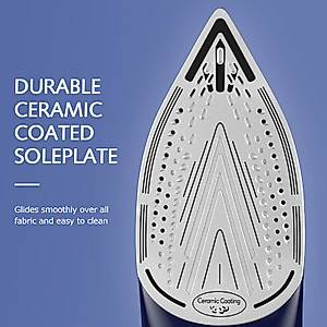 BEAUTURAL Steam Iron for Clothes with Precision Thermostat Dial, Ceramic Coated Soleplate, 3-Way Auto-Off, Self-Cleaning, Anti-Calcium, Anti-Drip