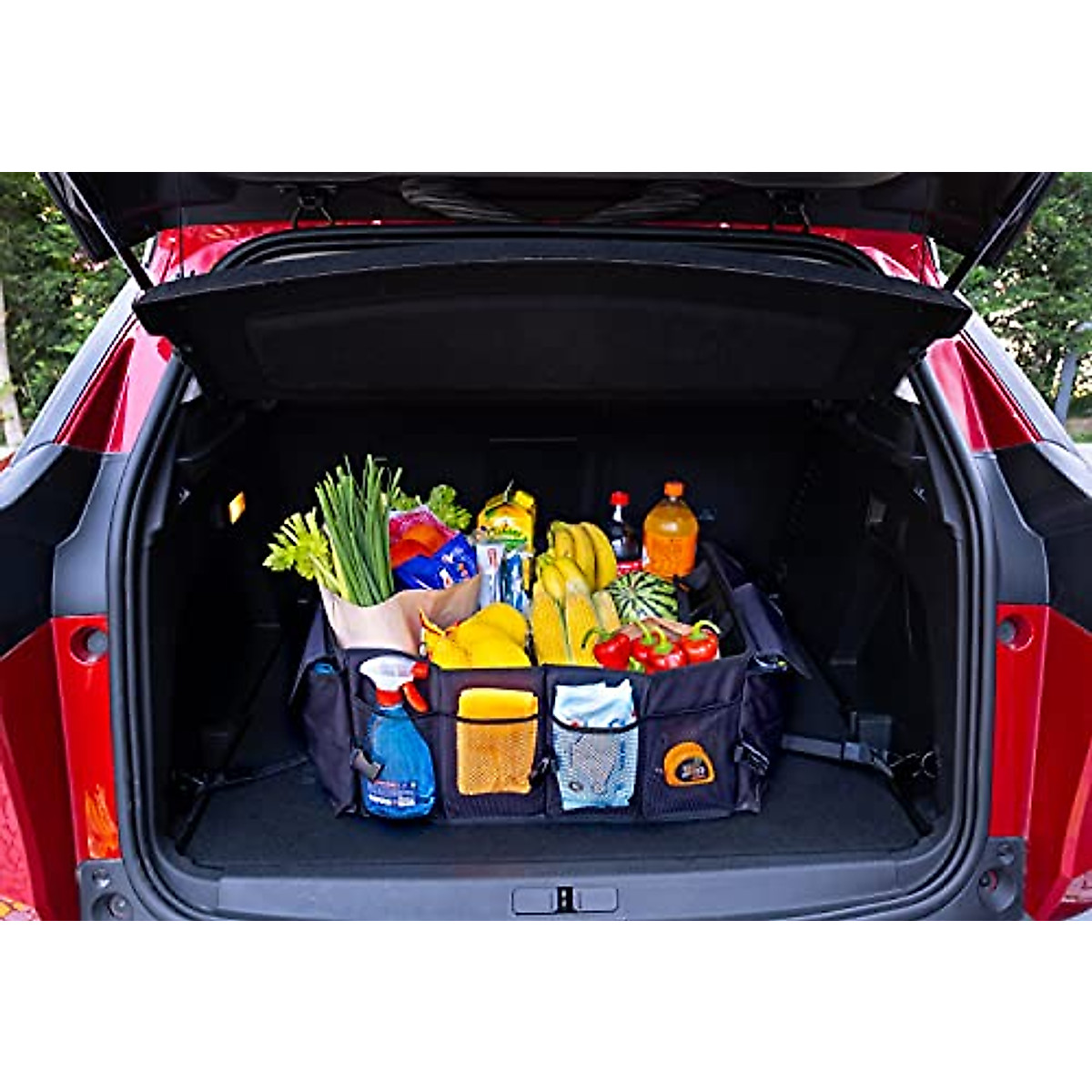 Magnelex Car Trunk Organizer - Large Collapsible Multi Compartment Car Storage Organizer for Sedan, SUV, Truck. 12 Pockets and Heavy Duty Adjustable Straps. Car Accessories for Women and Men