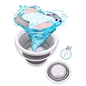 Portable Washing Machine, Mini Washing Machine with Foldable Laundry Bucket,Portable Turbo Washer by for Socks Underwear Bra, Travel Business Trip or College Rooms