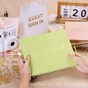 Artake Wedding Guest Book with Pen & Sign, Gold Foil Lettering Hardcover Palaroid Wedding Reception 7" x 9" Alternative Baby Shower, Wedding, Graduation, Party, Brithday Guest book Wedding Supplies