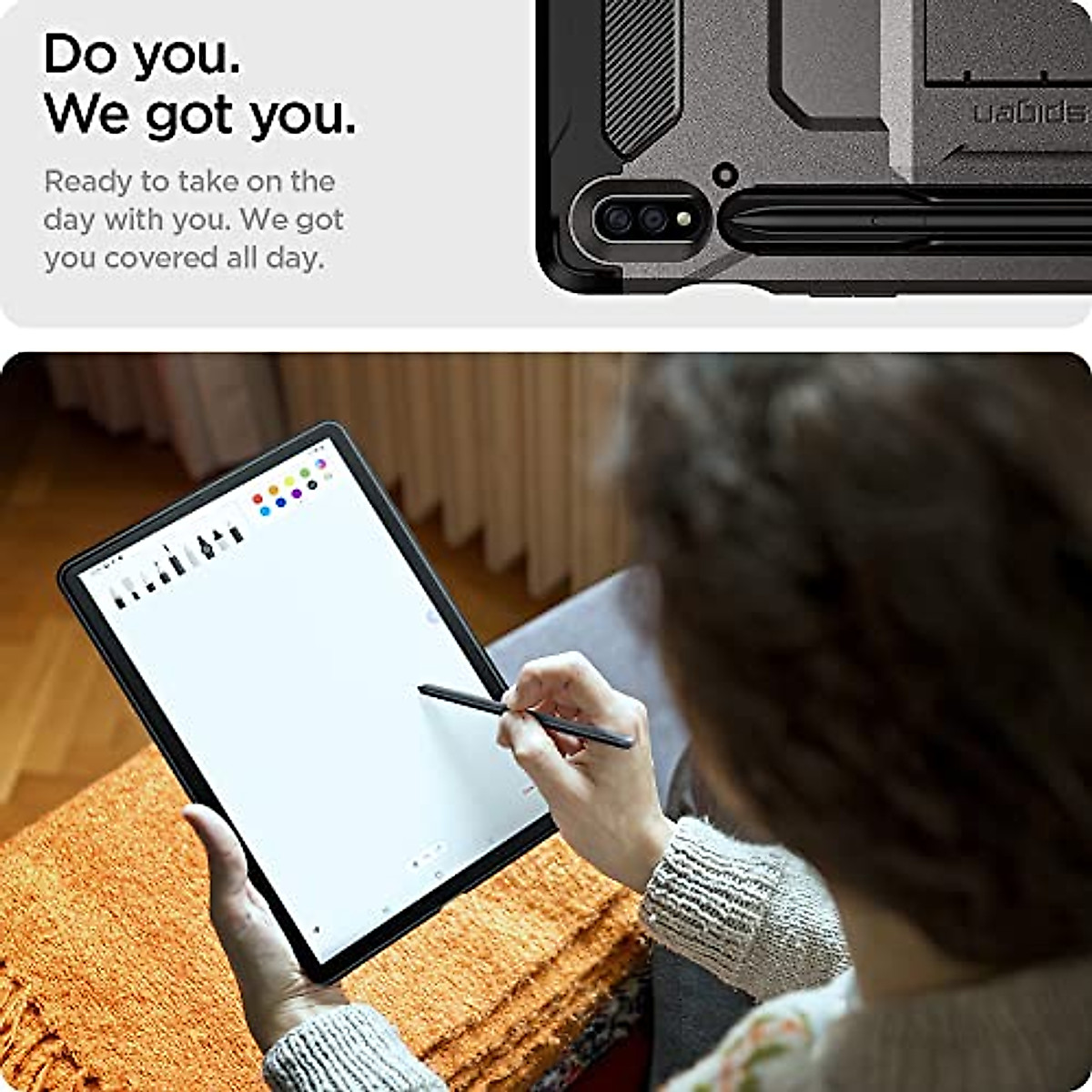 Spigen Tough Armor Pro Designed for Galaxy Tab S8 Case (2022) / Galaxy Tab S7 Case (2020) with S Pen Holder - Gunmetal