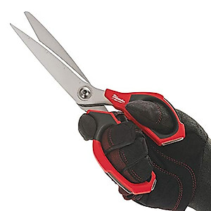 Milwaukee 48-22-4041 Iron Carbide Core Large-Looped Straight Jobsite Scissors w/ Onboard Ruler Markings and Index Finger Groove