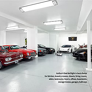 ANTLUX 4FT LED Flush Mount Puff Lights, 40W 4500LM Linear Light, 4000K Neutral White, 4 Foot Integrated LED Wraparound Ceiling Lighting Fixtures for Kitchen Laundry, Fluorescent Replacement, 4 Pack