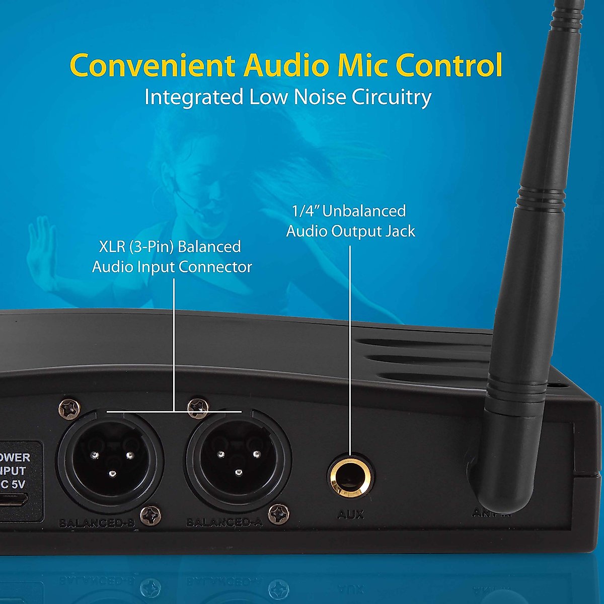 Pyle Compact UHF Wireless Microphone System-Pro Portable Dual Channel Desktop Digital Set w/ 2 Belt-Pack Transmitter, Receiver, 2 Headset, Lavalier Mics, XLR, for Home, PA (PDWM2958B.5)
